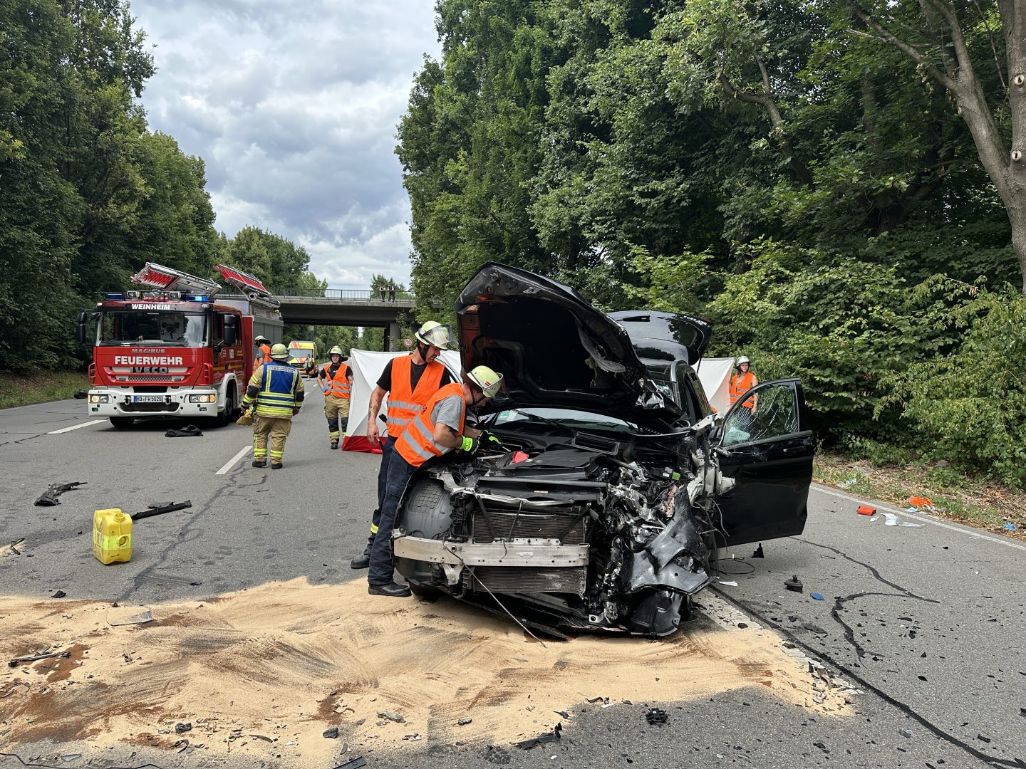 Schwerer Frontalcrash in Weinheim: Kinder verletzt – Fahrer eingeklemmt, Hubschraubereinsatz!
